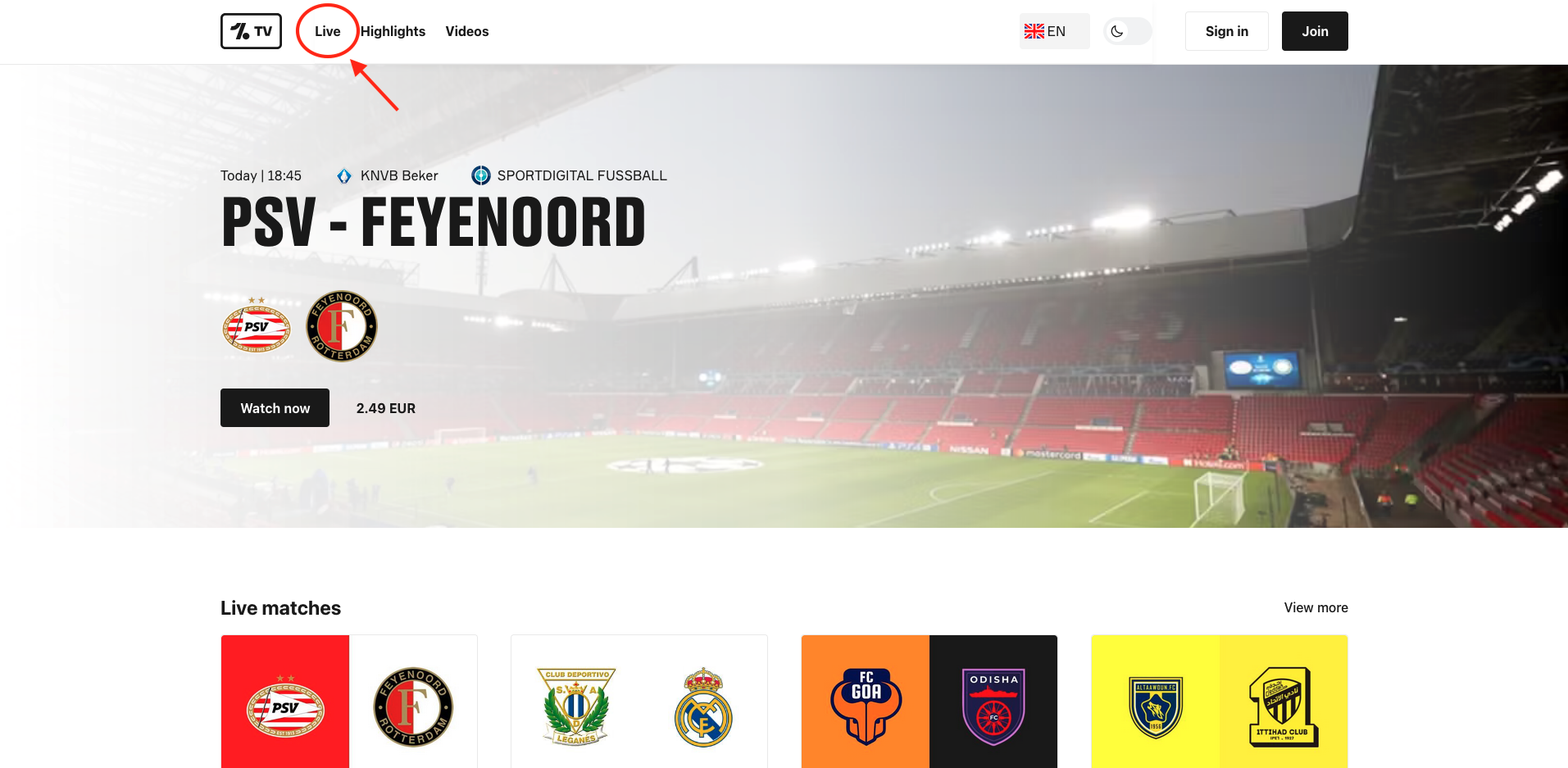 Comment regarder les matches sur le site web – OneFootball Help Center